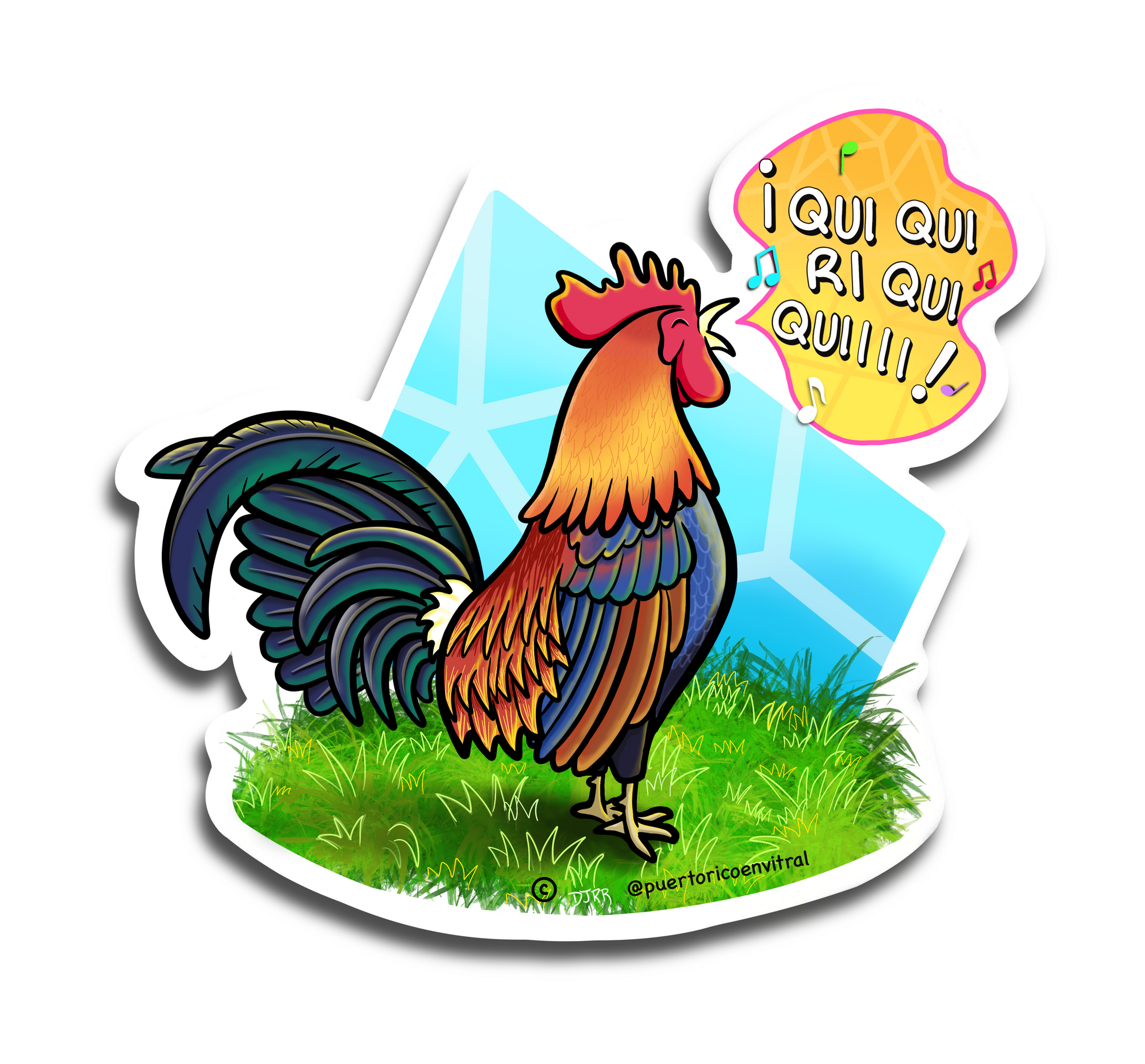 Gallo (Premium Sticker) – Puerto Rico en Vitral