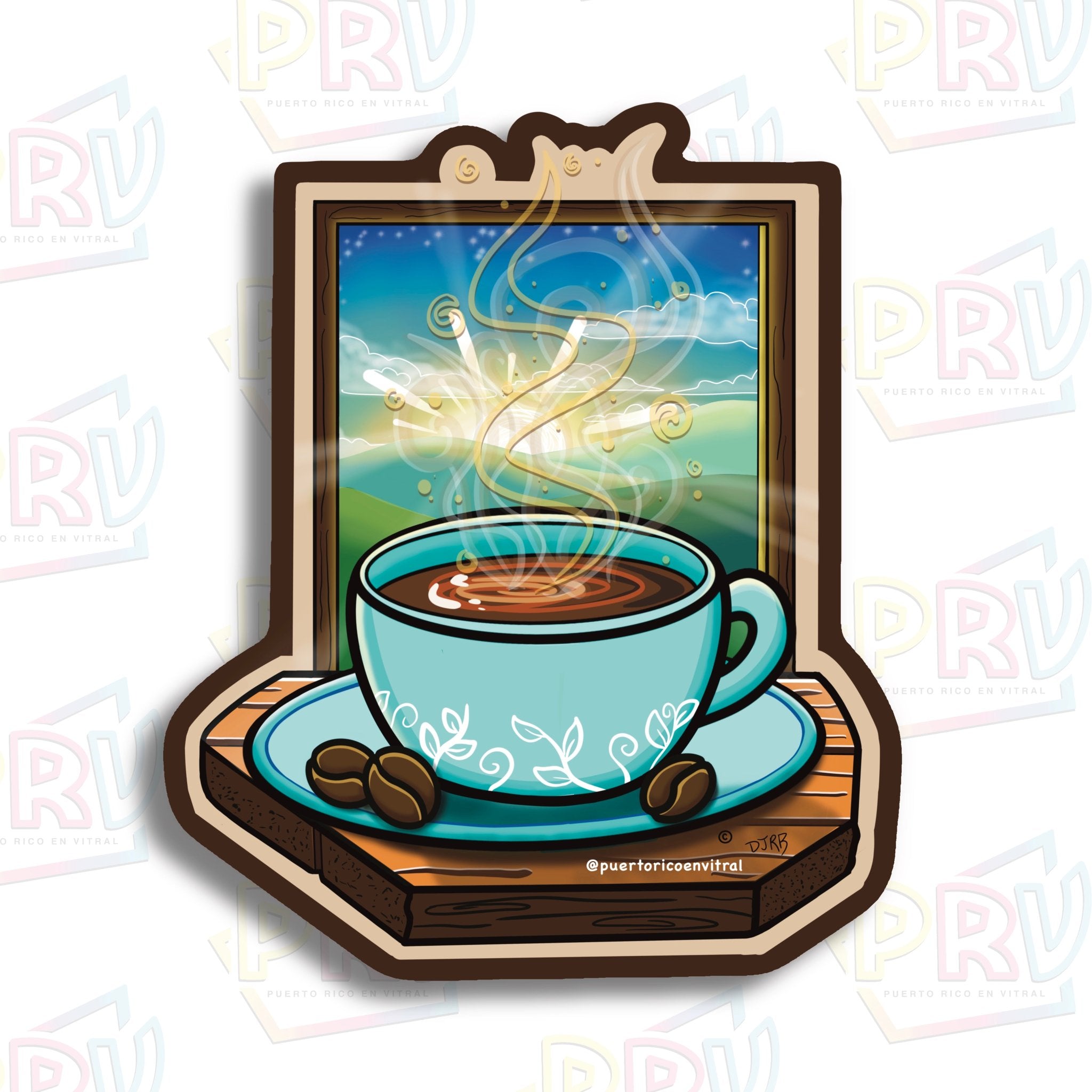 Café Mañanero (Sticker) – Puerto Rico en Vitral