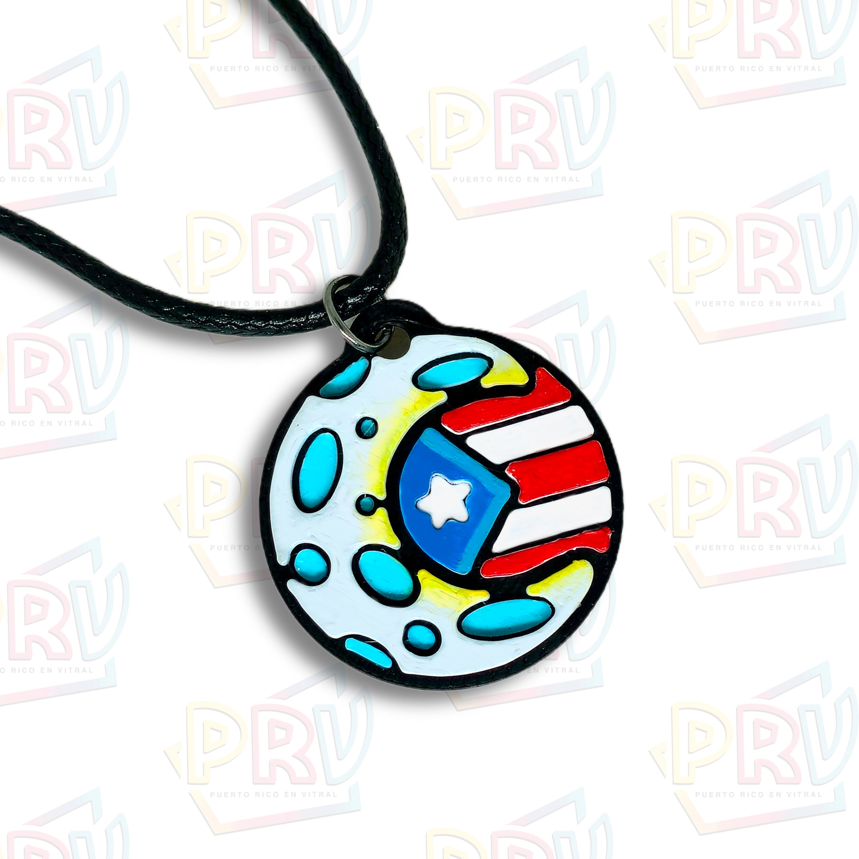 Boricua en la Luna/ Bandera PR (Collar) – Puerto Rico en Vitral