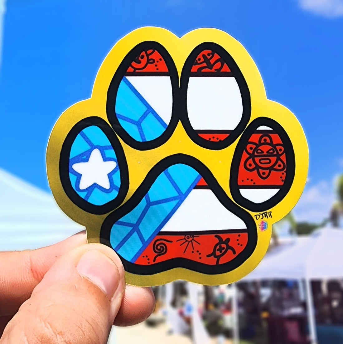 Huella Boricua-Dog Pawn(Sticker) – Puerto Rico en Vitral